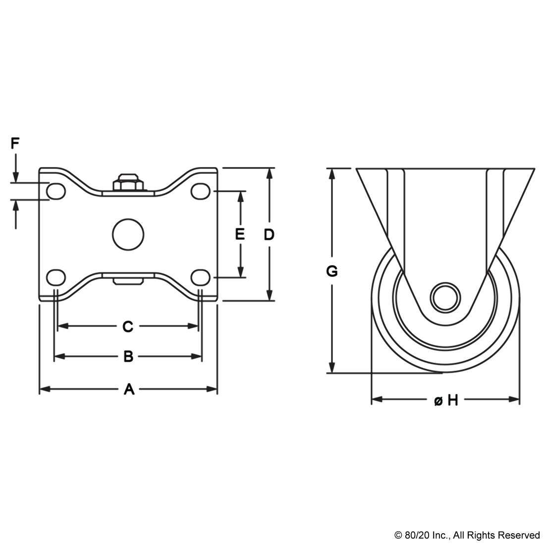 2316 | 10 & 15 Series Flange Mount Rigid Caster | CPI Automation