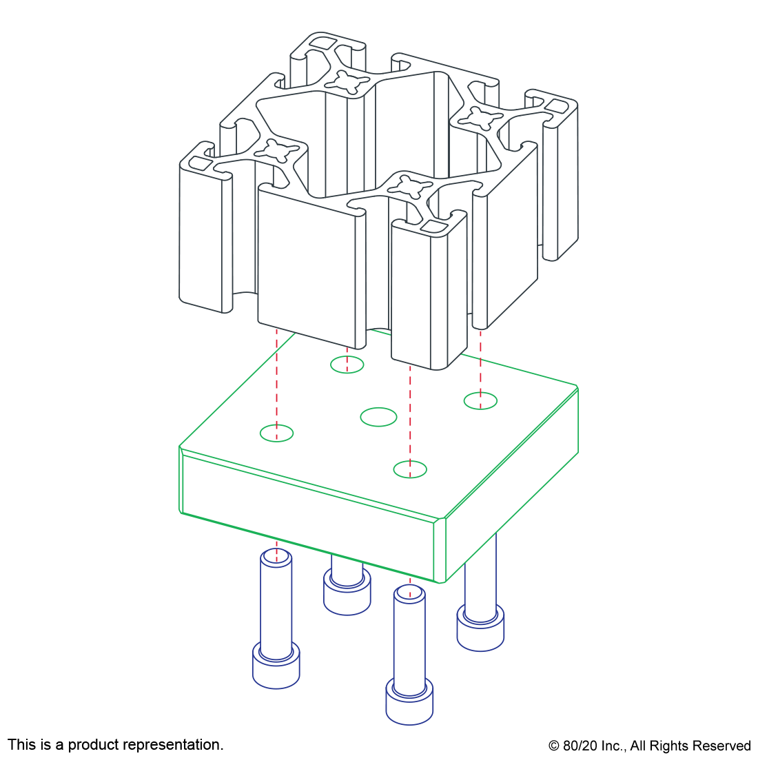 25-2139-Black | 25 Series 5 Hole - Center Tap Base Plate: 50mm x 50mm ...
