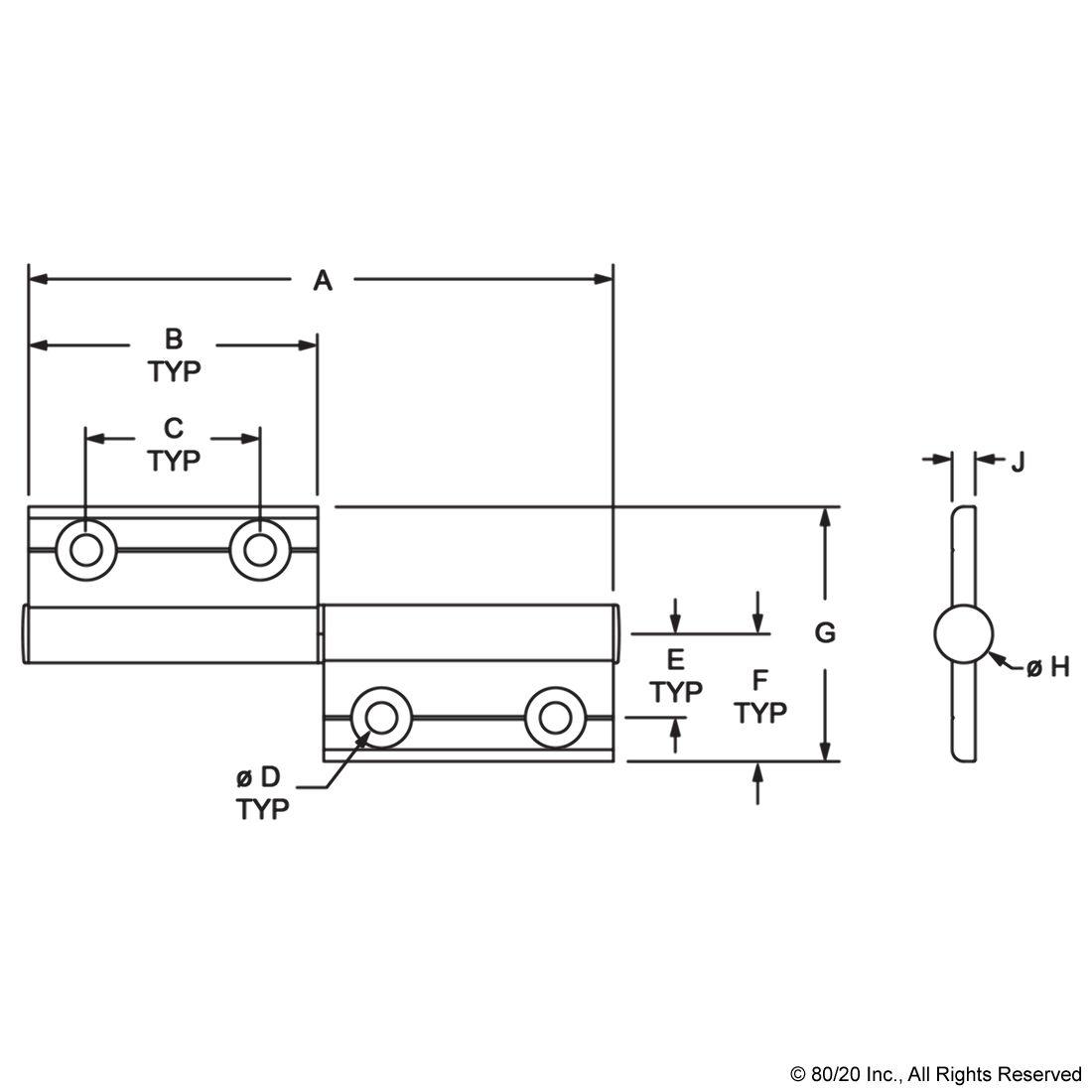 2328 | 45 Series 4 Hole - Concealed Hinge | CPI Automation