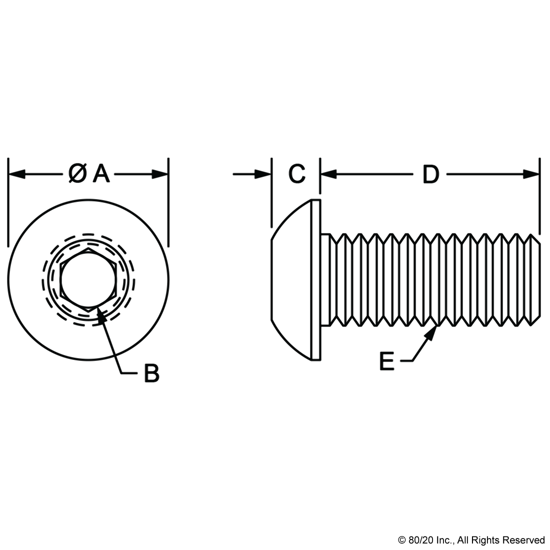 3061 | 1/4-20 x .500" Button Head Socket Cap Screw (BHSCS) | CPI Automation