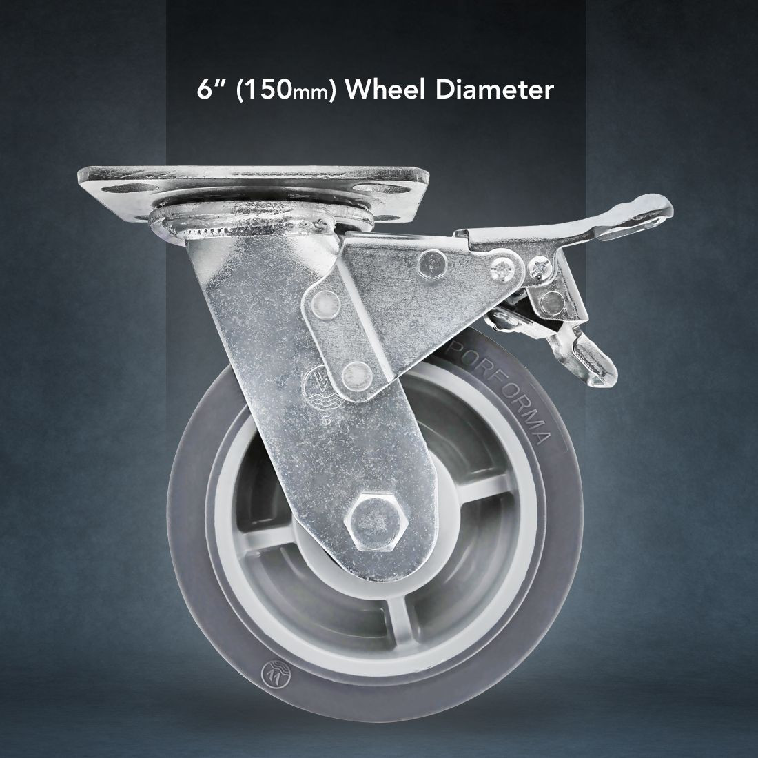 2707 | Heavy-Duty Flange Mount Swivel Caster w Brake: 6.00" (152.4mm ...