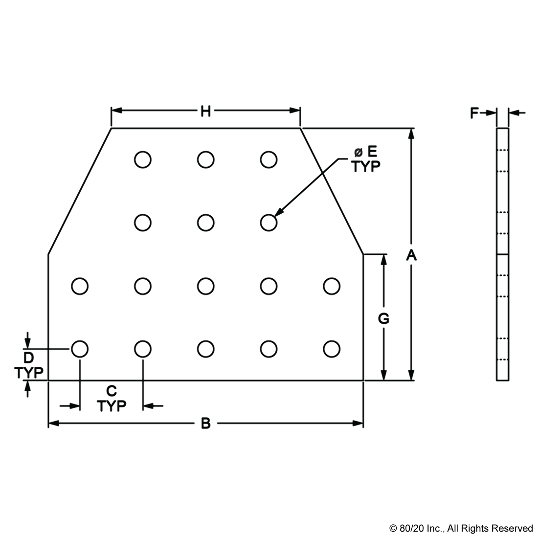 4422 | 15 Series 16 Hole - Tee Flat Plate | CPI Automation