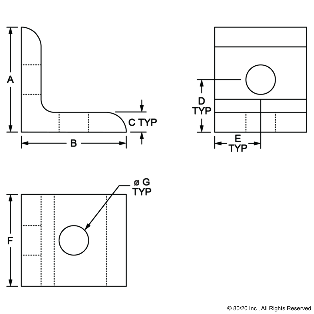 4302 | 15 Series & Ready Tube 2 Hole - Inside Corner Bracket | CPI ...
