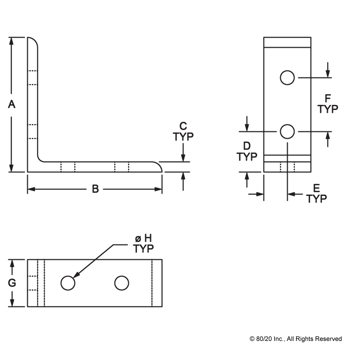 4101-Black | 10 Series 4 Hole - Tall Lite Inside Corner Bracket | CPI ...