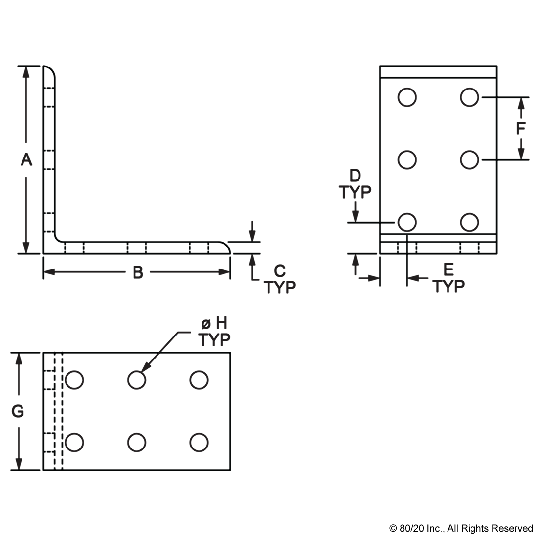 4414-Black | 15 Series 12 Hole - Tall Inside Corner Bracket | CPI ...