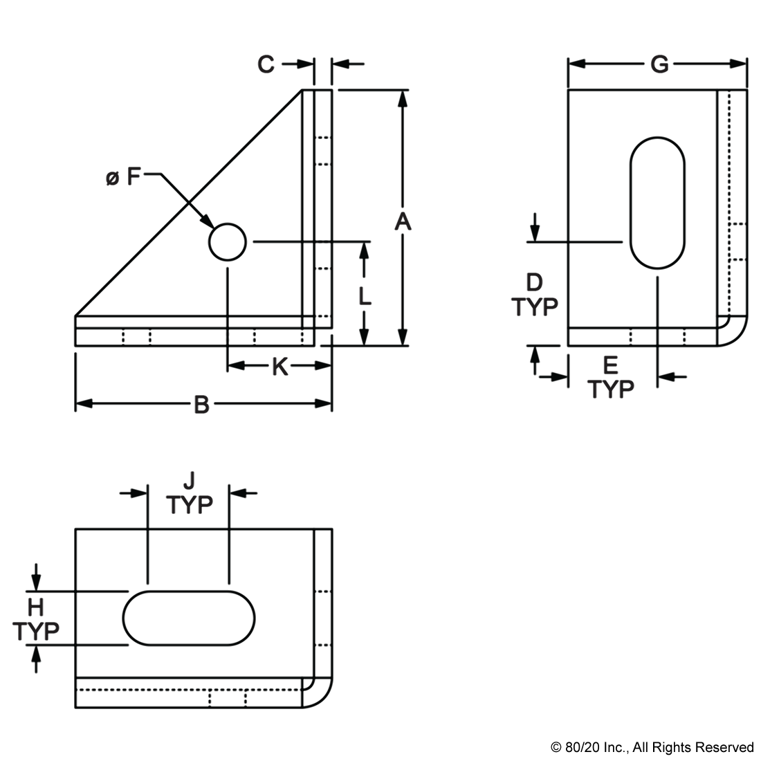 14120 | 15 & 40 Series 2 Hole - Inside Corner Bracket with Single ...