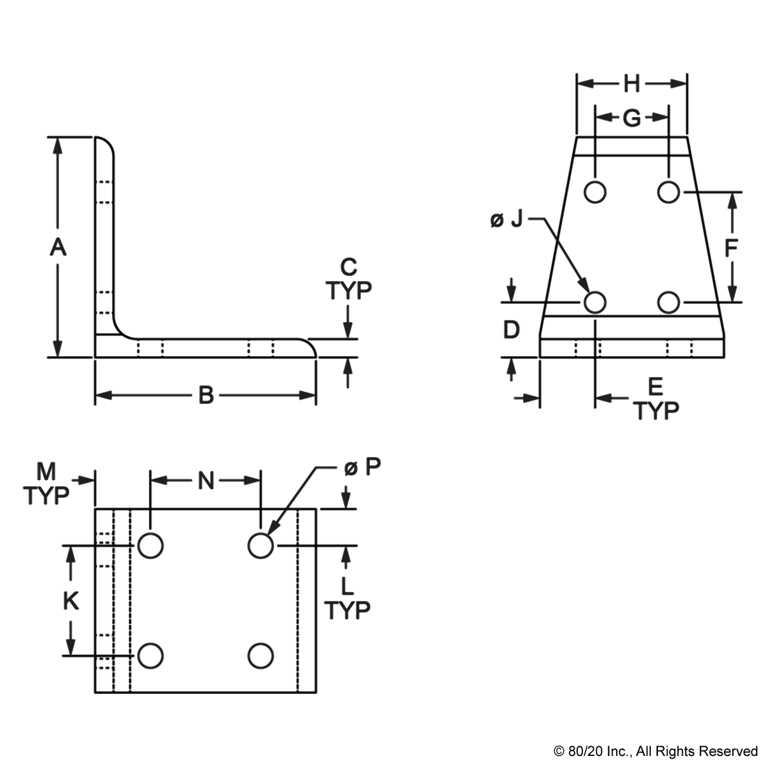65-4513 | 25 to 40 Series 8 Hole - Center Transition Inside Corner ...