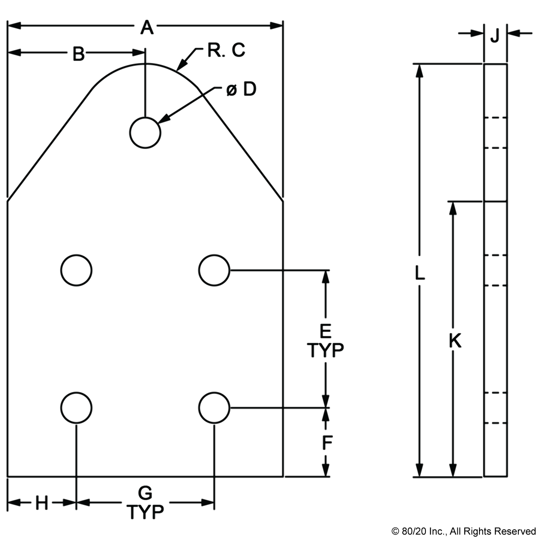 4371 | 15 Series 5 Hole - Triangular Pivot Plate | CPI Automation