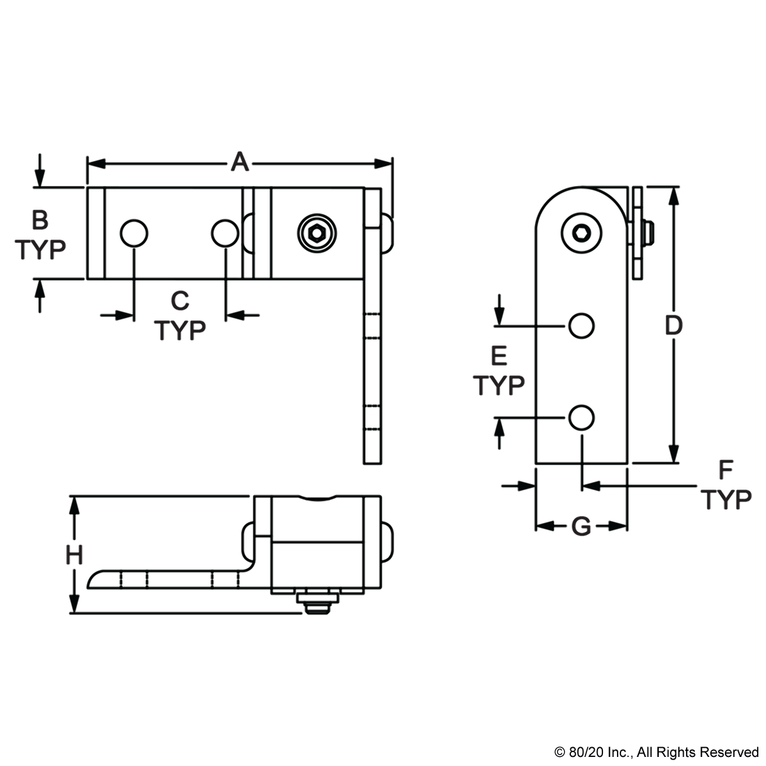 4358 | 15 Series 90 Degree Standard Structural Pivot Assembly with ...