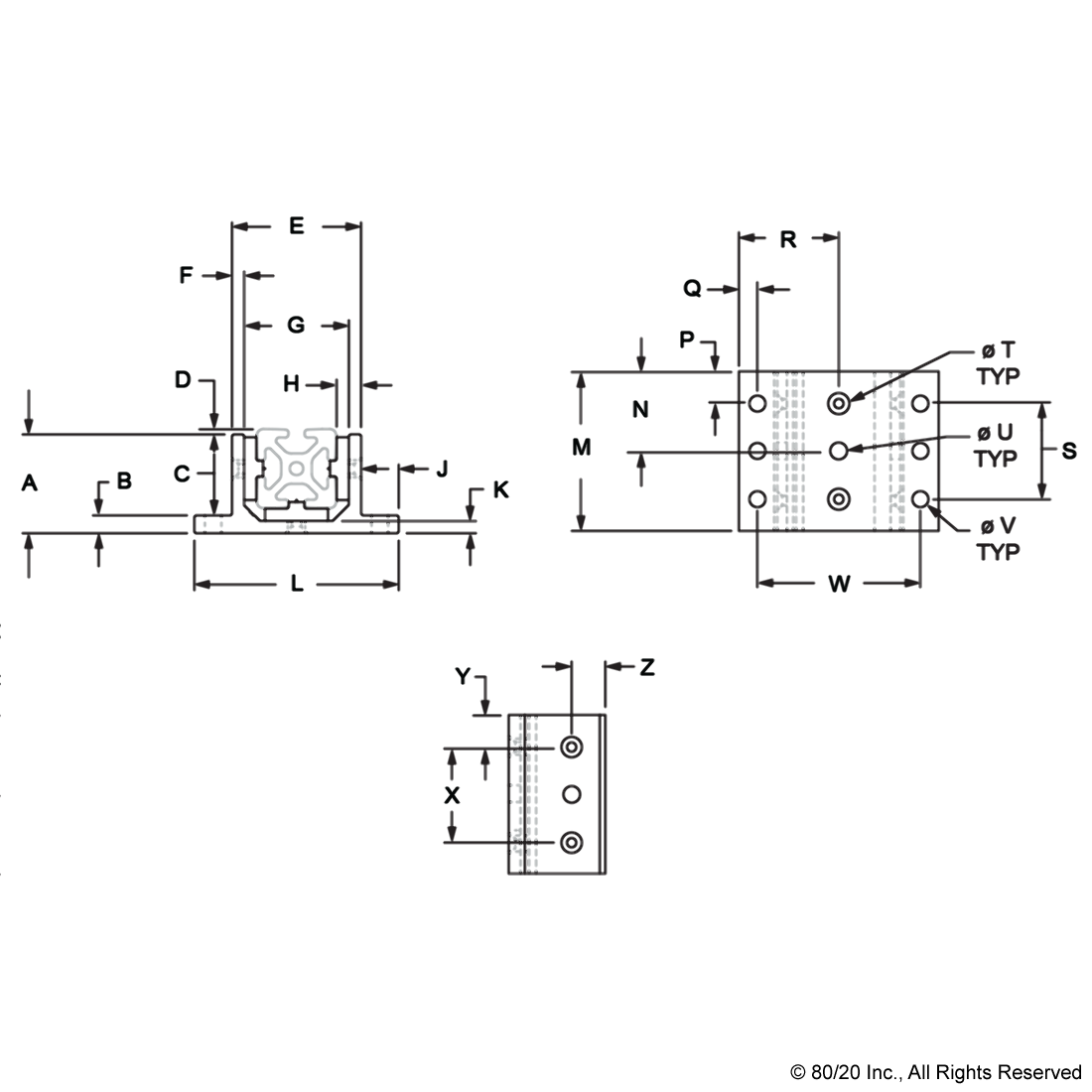 45-6525-Black | 45 Series 3 Slot Mount - Double Flange Short High-Cycle ...