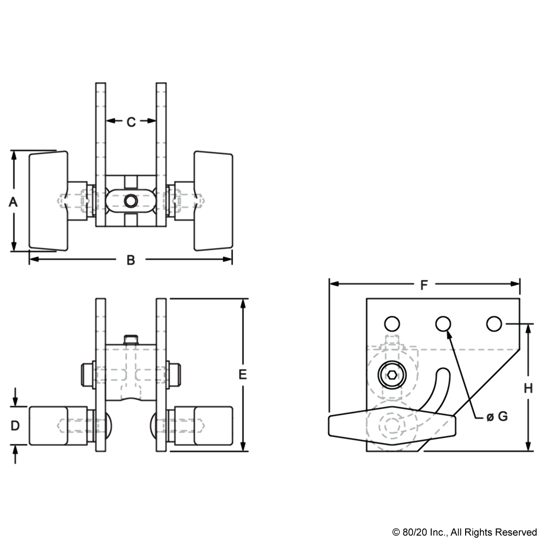 4130 | 10 Series 90 Degree Double Pivot Bracket Assembly with "T ...