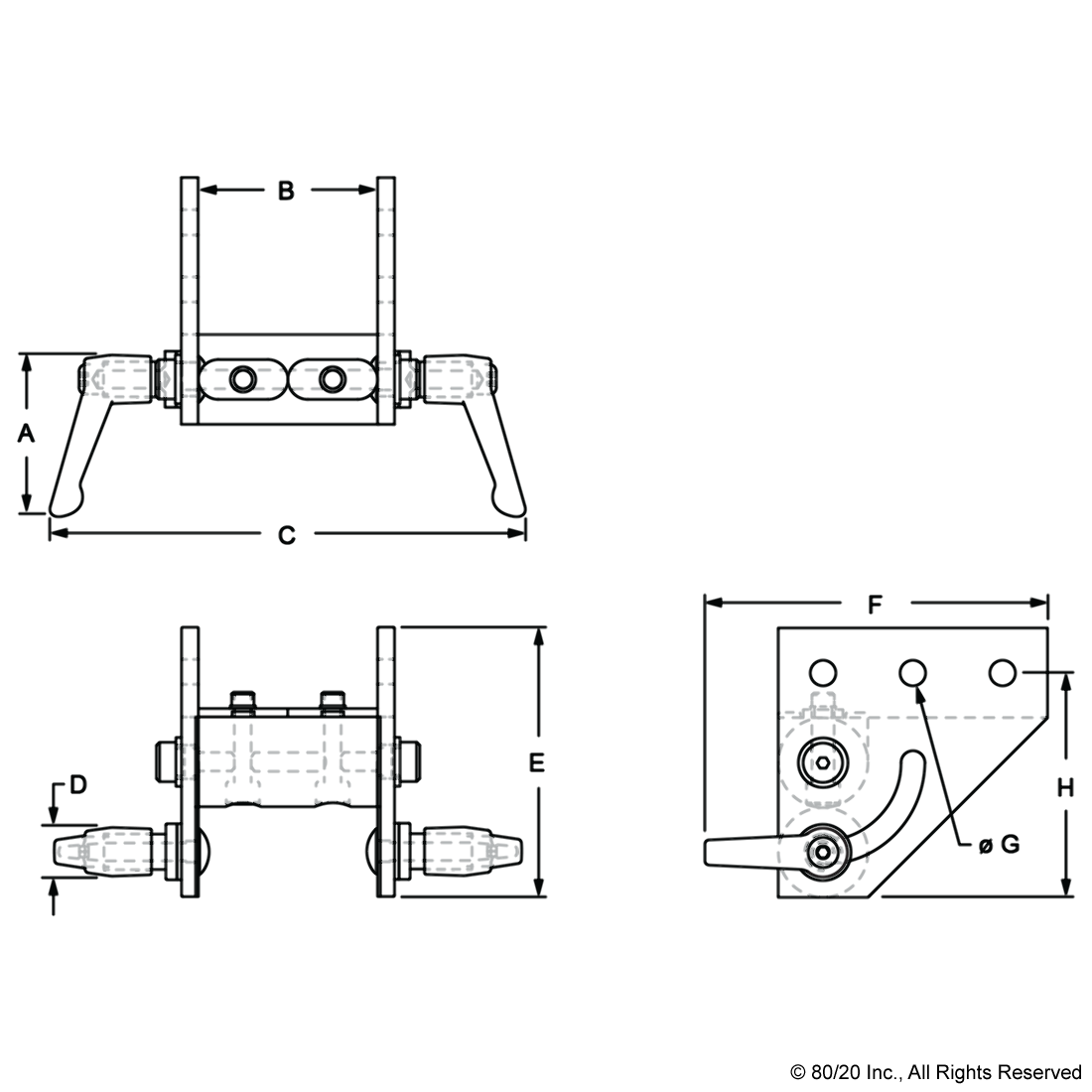 4318 | 15 Series 90 Degree Wide Double Pivot Bracket Assembly with "L ...