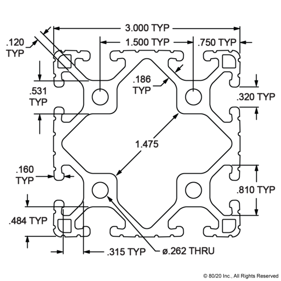 3030-Lite | T Slotted Aluminum Profiles | CPI Automation