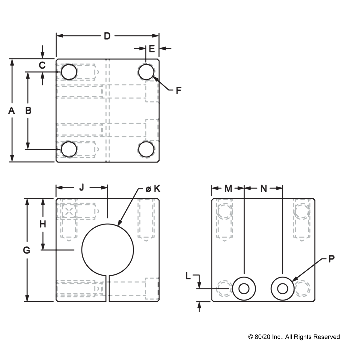 5550 | 15 Series 1" Single Shaft Stanchion Mounting Block | CPI Automation