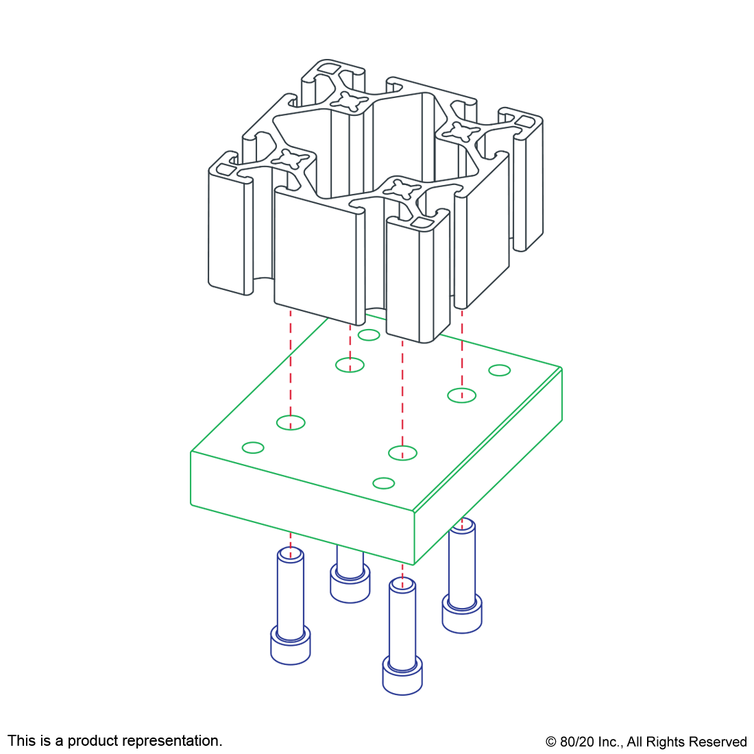 2420-Black | 15 Series Flange Mount Caster Base Plate | CPI Automation