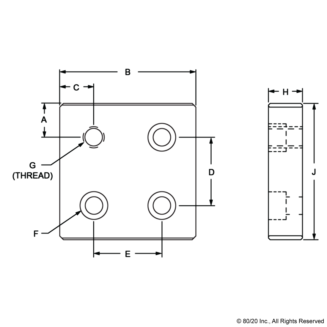 2364 | 10 Series 4 Hole - Offset Tap Base Plate: 2.00" x 2.00" with 3/4 ...