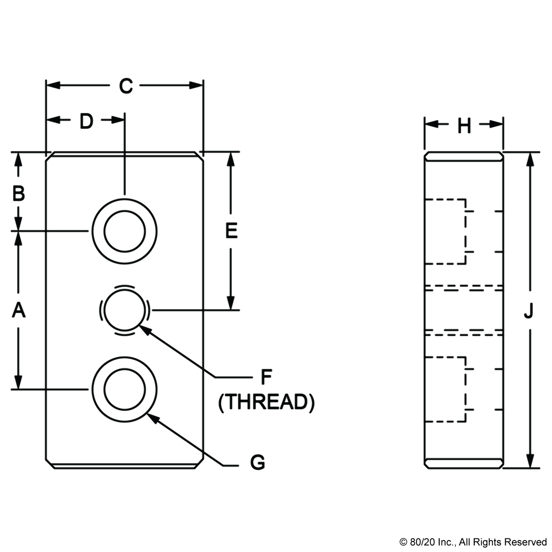 14030 | 45 Series, M12, Center Tap Base Plate | CPI Automation