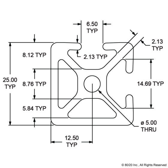 25-2502-Black-FB | T Slotted Aluminum Profiles | CPI Automation