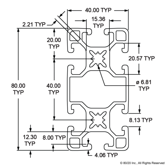 40-4080-UL | T Slotted Aluminum Profiles | CPI Automation