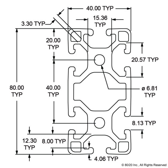 40-4080-Lite-Black-FB | T Slotted Aluminum Profiles | CPI Automation