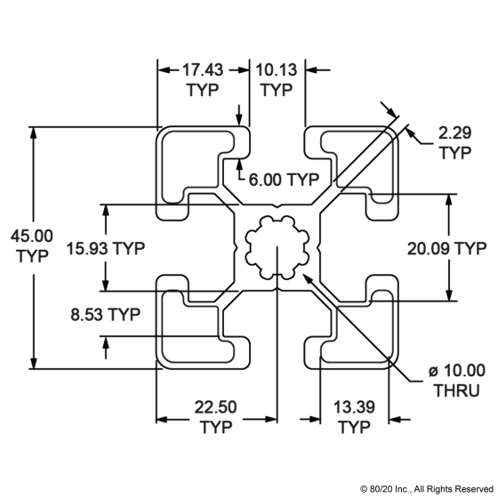 45-4545-Lite | T Slotted Aluminum Profiles | CPI Automation