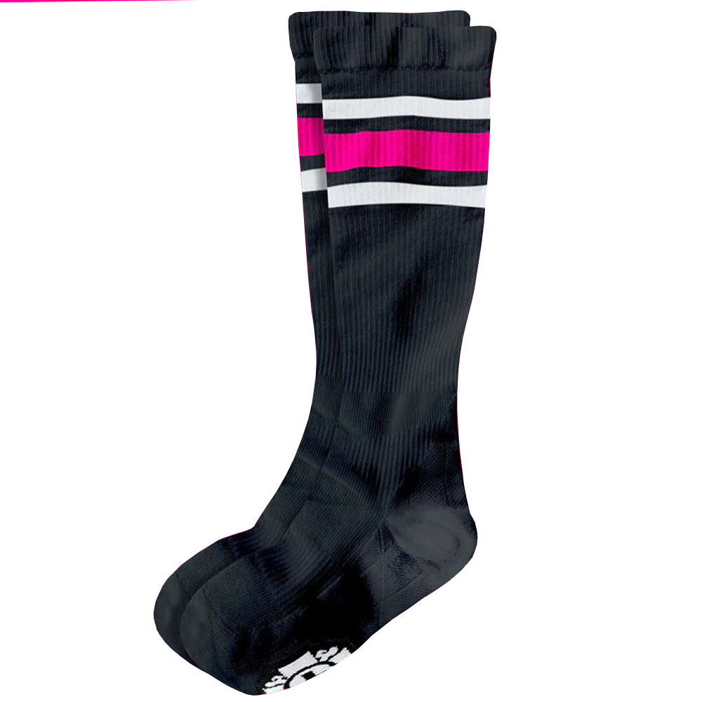 Old Bones Therapy Compression Socks - Black with Pink / White Stripes