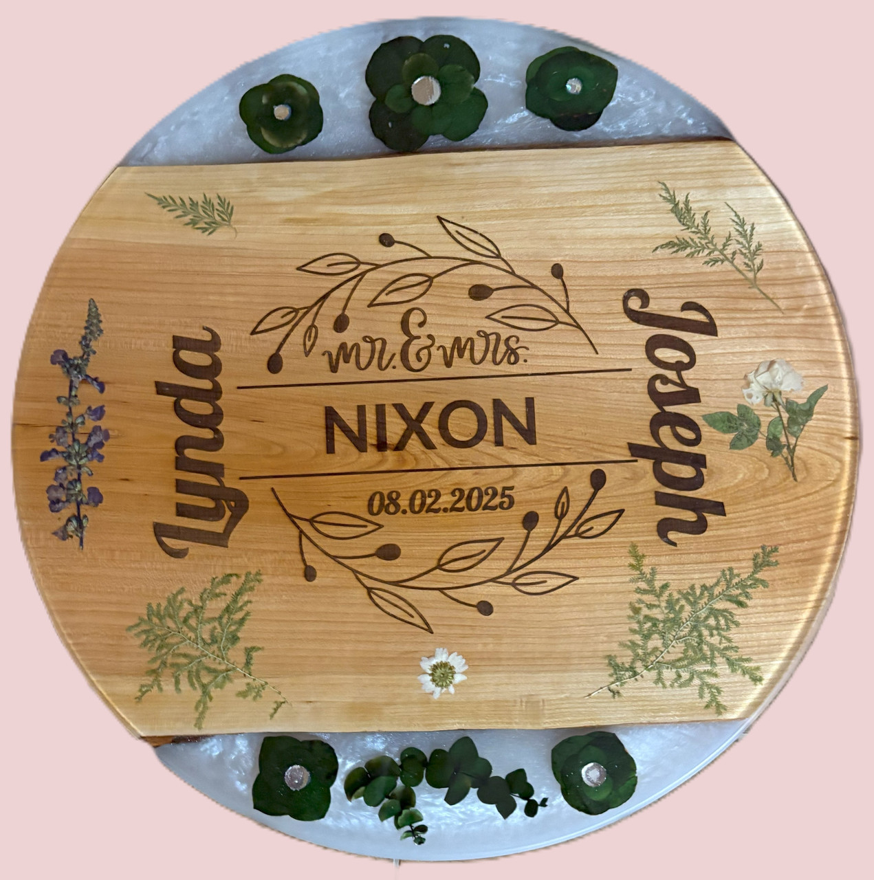 TB Wood Creations 18" Custom Wedding Turntable with Flowers ...