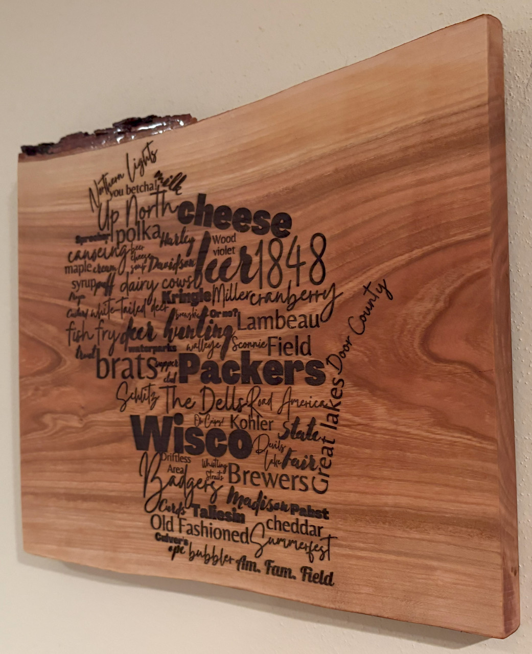 TB Wood Creations Live Edge Wisconsin Map with Sayings - WisconsinMade ...