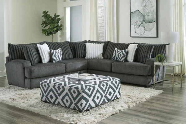 Albany 938 Tweed Gunmetal Sectional | Bi-Rite Furniture