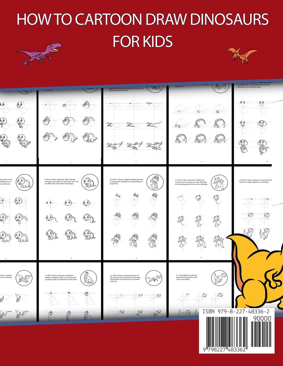 How to Draw Cartoon Dinosaurs for Kids (Step by step instructions on ...