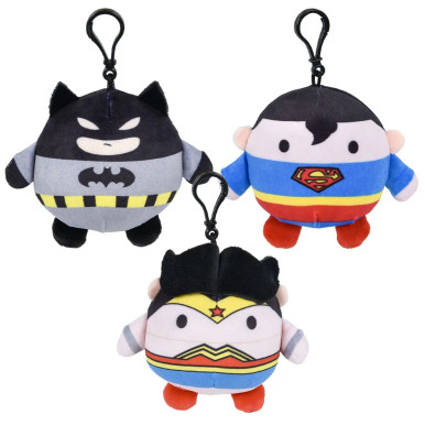 Justice League Squishy Backpack Clips 3.5" | Plush Character Keychains ...