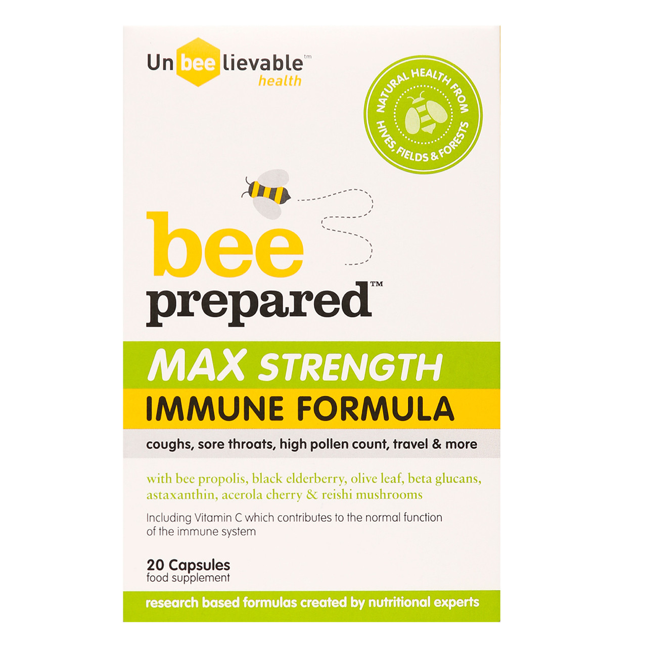 Unbeelievable Health Bee Prepared Max Strength Immune Formula 20 Caps ...