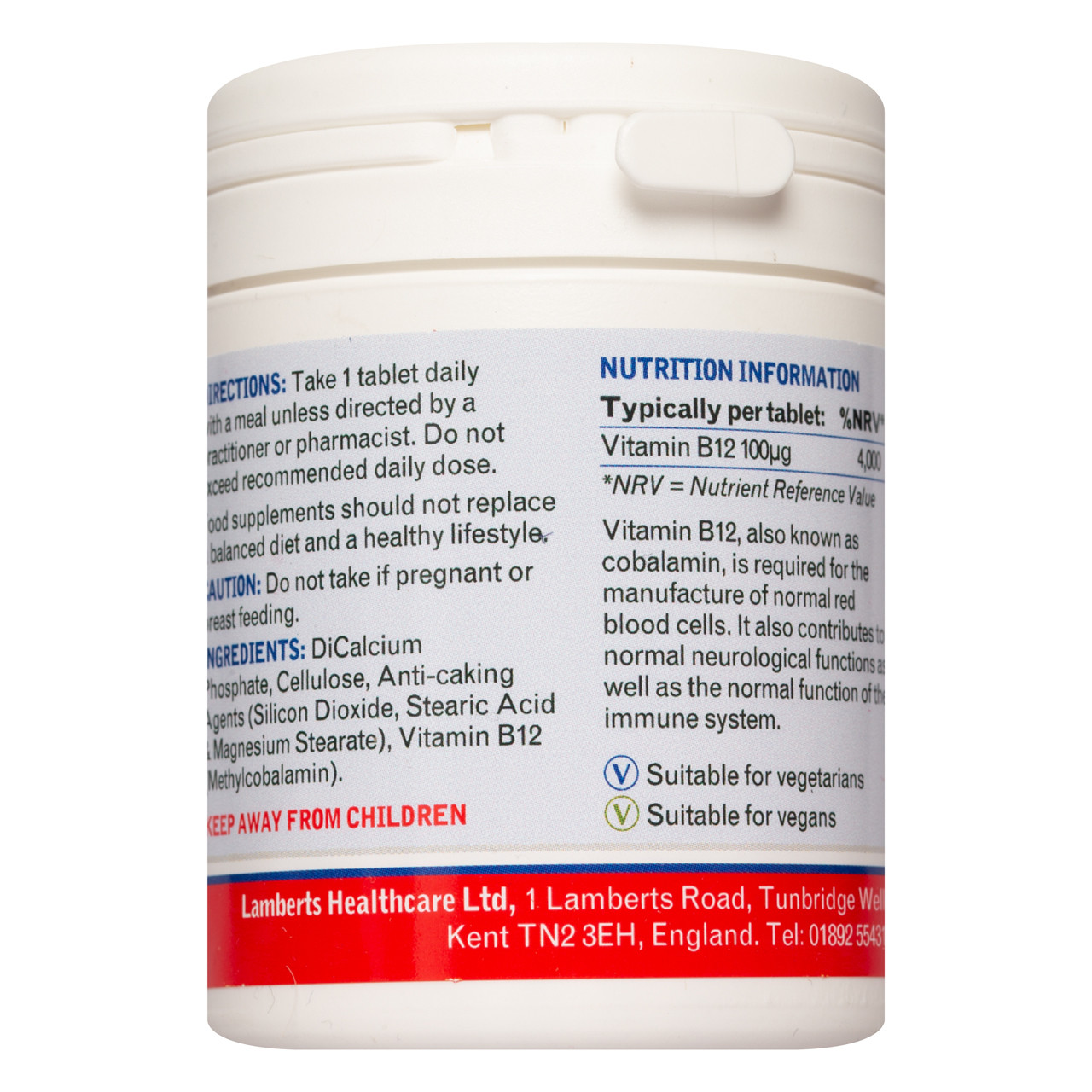 Lamberts Vitamin B12, 100ug 100 Tablets - VictoriaHealth