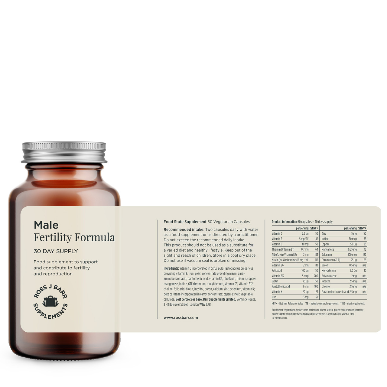 Ross J. Barr Male Fertility Formula, 60 Capsules - VictoriaHealth