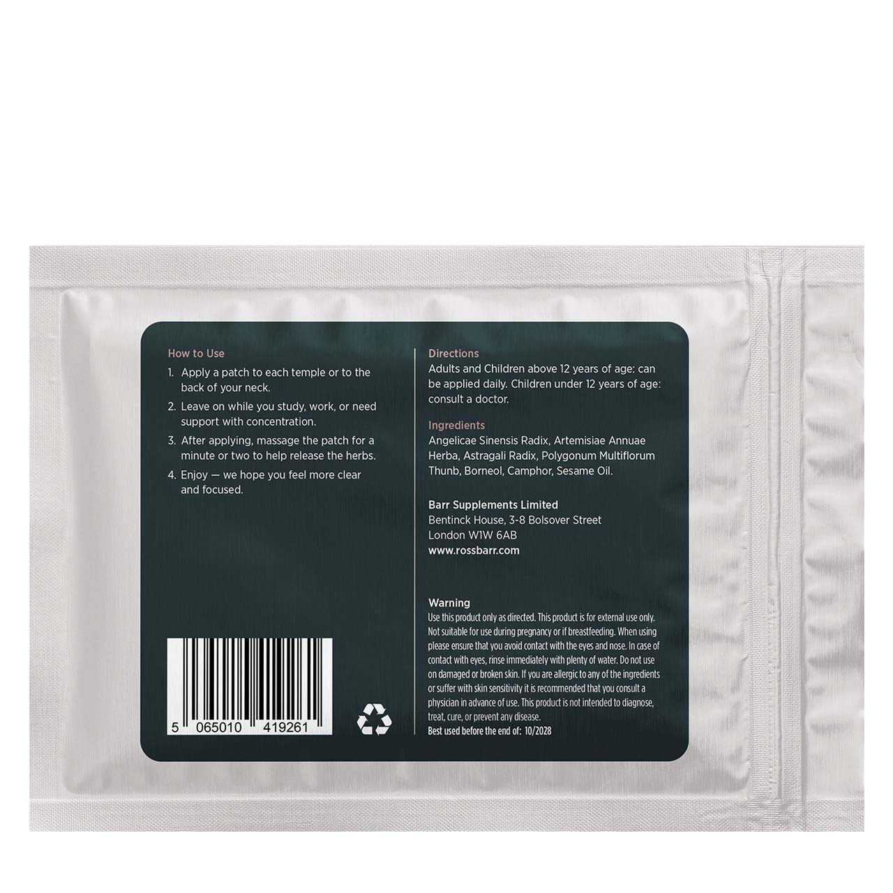 Ross J. Barr Focus Patches, 10 Patches - VictoriaHealth