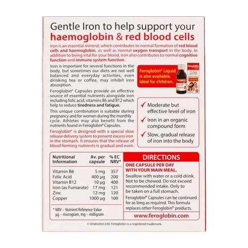 Vitabiotics Feroglobin, 30 Capsules - VictoriaHealth