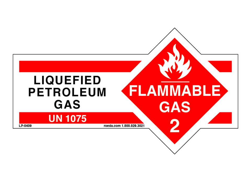 LP-0409 UN 1075 LP Class 2 Flammable Gas - Cylinder Decal - Pack of 100