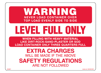 Warning Level Full Only - 3/4 Full Decal
