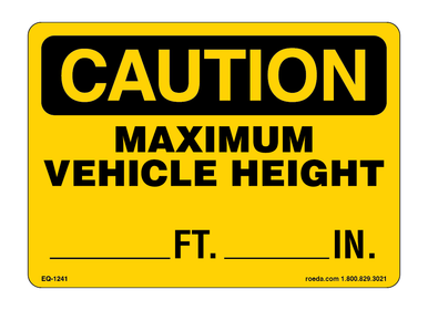 Maximum Vehicle Height Decal