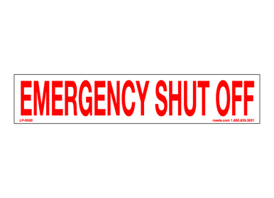 5" X 1" Decal Sticker, Label – "EMERGENCY SHUT OFF"