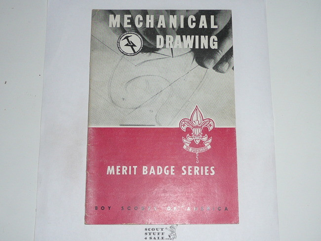Mechanical Drawing Merit Badge Pamphlet, Type 6, Picture Top Red Bottom ...