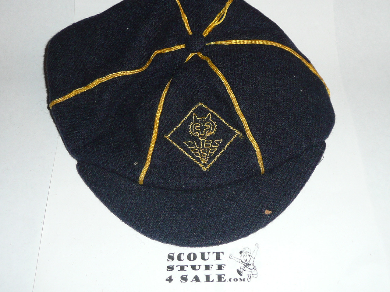 1950's Official Cub Scout Cap, one size fits all, Wool material, used