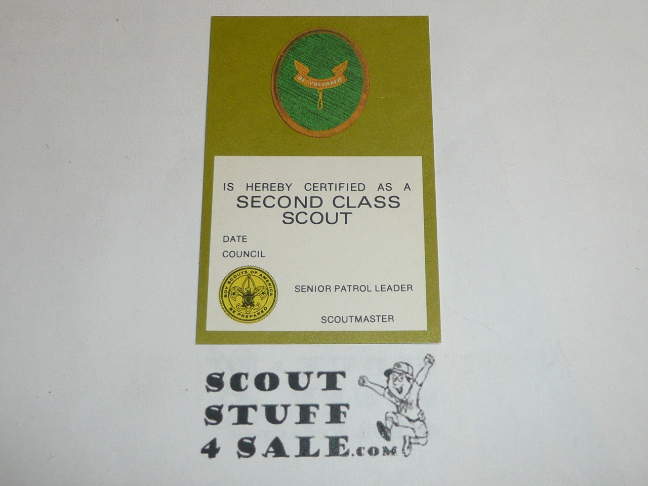 1973-1988 Second Class Scout Rank Achievement Card, Boy Scout