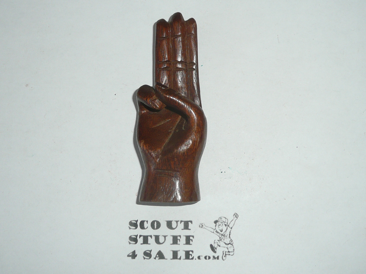 Carved Wood Hand making the Scout Sign 6" Tall - Boy Scout