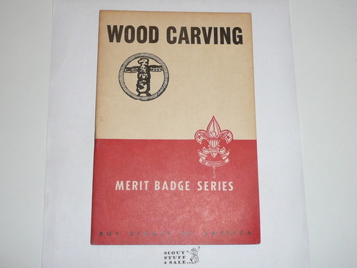 Wood Carving Merit Badge Pamphlet, Type 5, Red/Wht Cover, Wartime Book ...