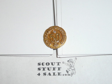 50 Year Veteran Pin early 1960's Issue 10K GOLD with a faceted diamond ...