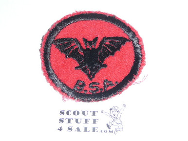 Bat Patrol Medallion Felt w/BSA black/White ring back 1940-1955 used