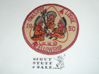 Owasippe O.A. Lodge #7 1950 Fellowship patch on a neckerchief