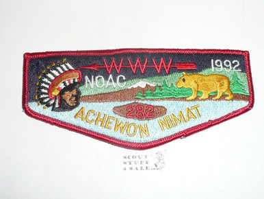 Order of the Arrow Lodge #282 Achewon Nimat s19 1992 NOAC Flap Patch