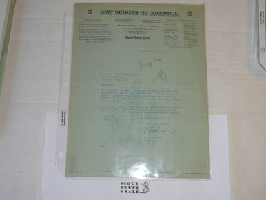 1922 Letter on Boy Scout National Headquarters Stationary From the BSA Comptroller regarding ...